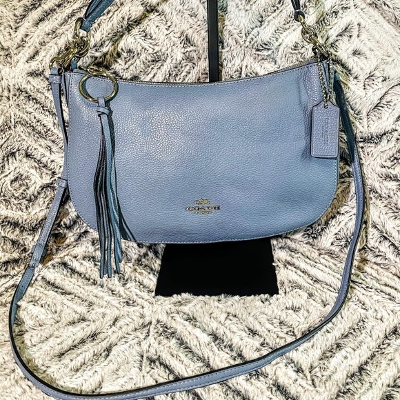 Coach | Bags | Nwot Coach Sutton Crossbody In Slate Blue Polished ...